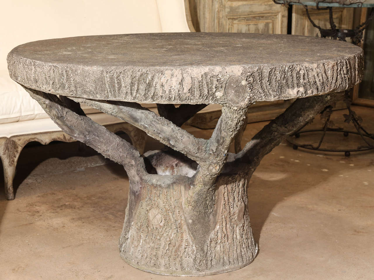 Vintage Round Faux Bois Table at 1stDibs | faux bois dining table, faux ...