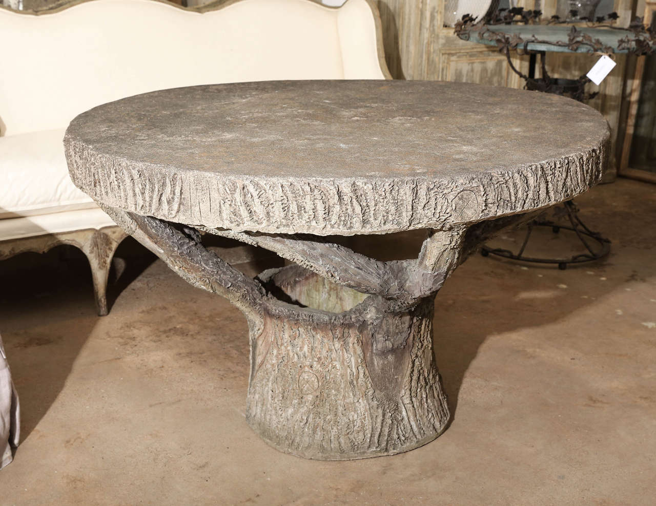 Vintage Round Faux Bois Table at 1stDibs | faux bois dining table, faux ...