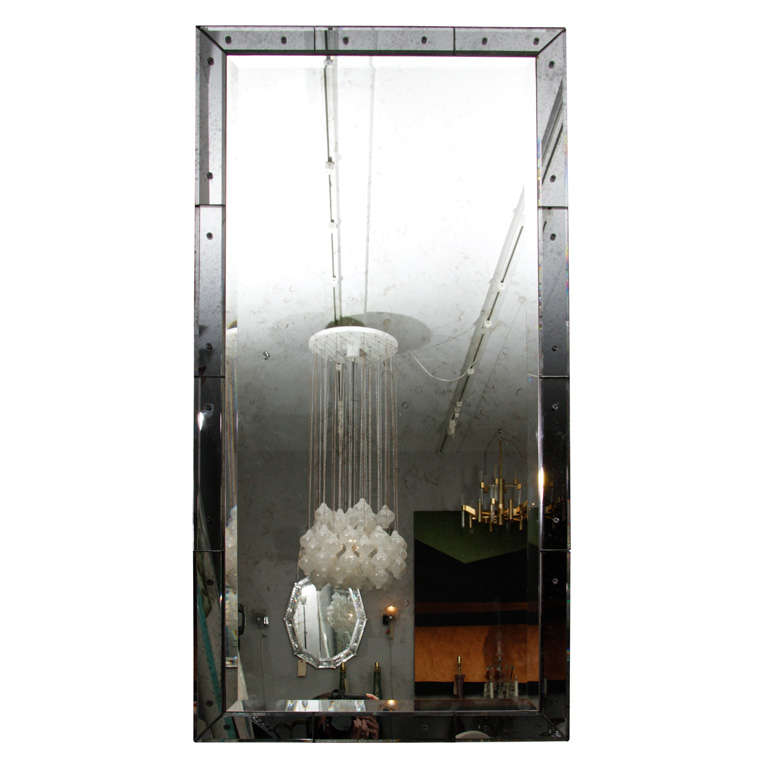 Lead Covered Wood Smoke Mirror For Sale at 1stDibs