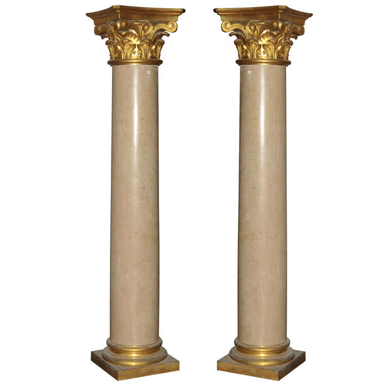 19th Century Italian Monumental Wood Columns, a Pair at 1stDibs