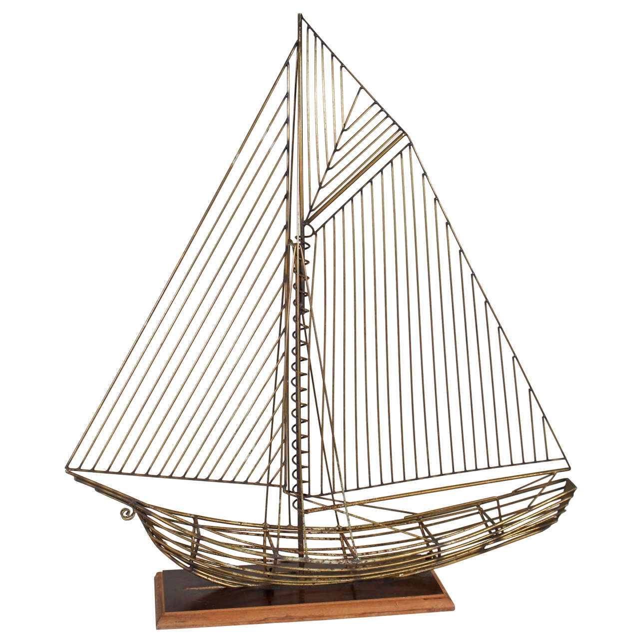 Curtis Jere, Metal Sail Boat Sculpture at 1stDibs