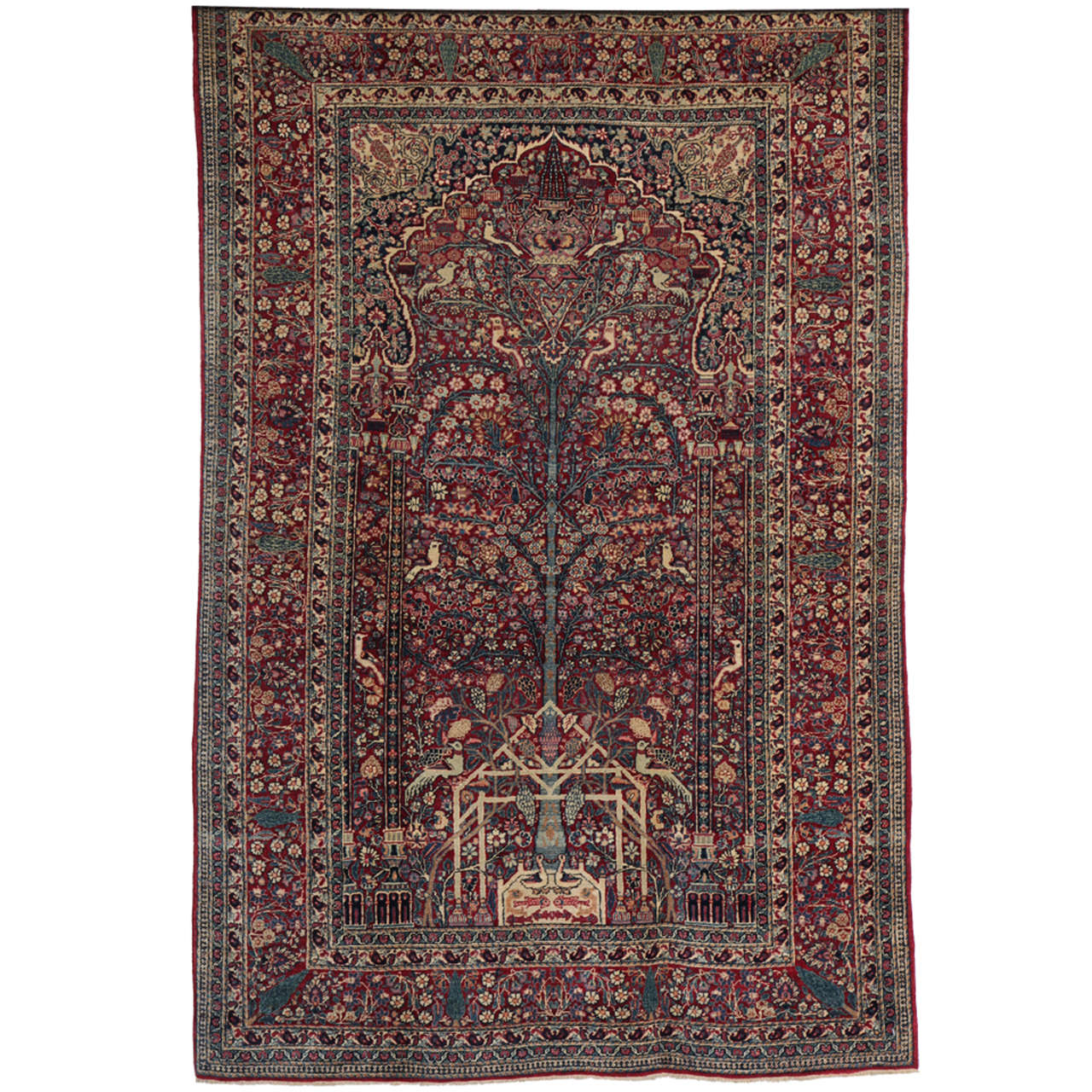 Fine Antique Persian Kerman Tree of Life Design Carpet at 1stDibs
