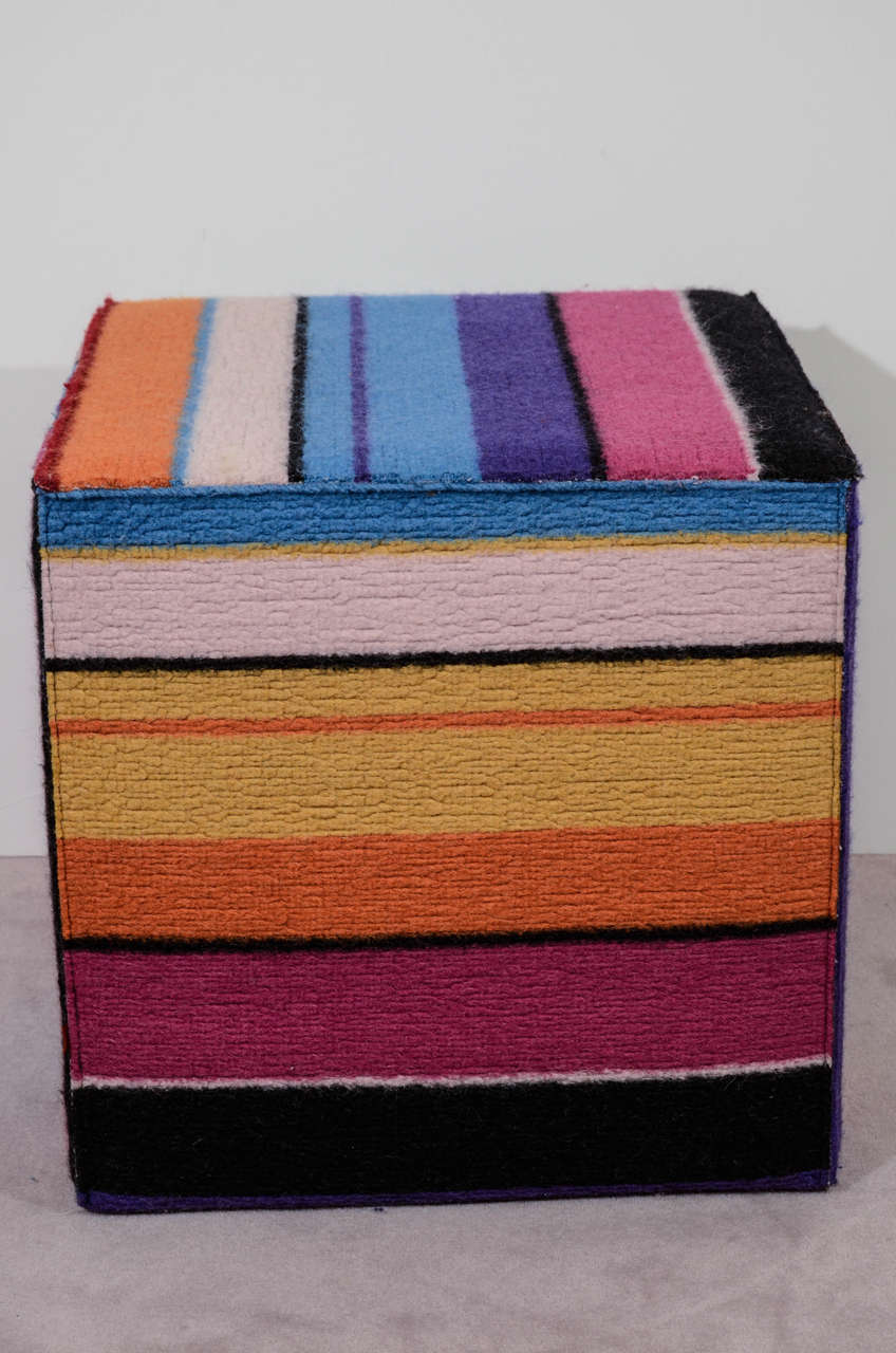 Vintage Multi-Colored Cube Shaped Pouf by Missoni at 1stDibs