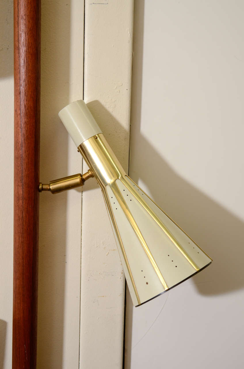 Mid Century Three-light Wood And Brass Tension Lamp By Stiffel at ...