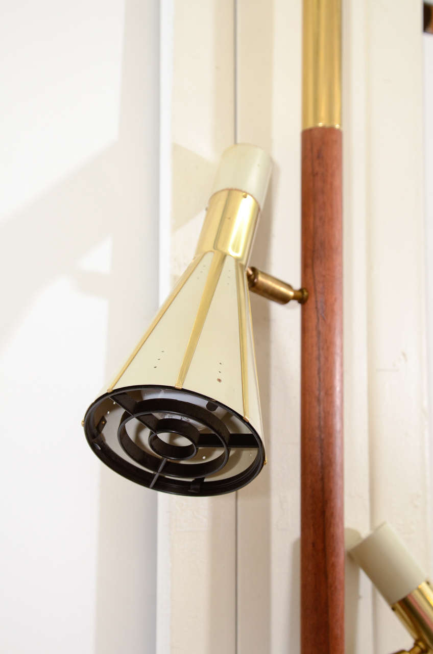 Mid Century Three-light Wood And Brass Tension Lamp By Stiffel at ...