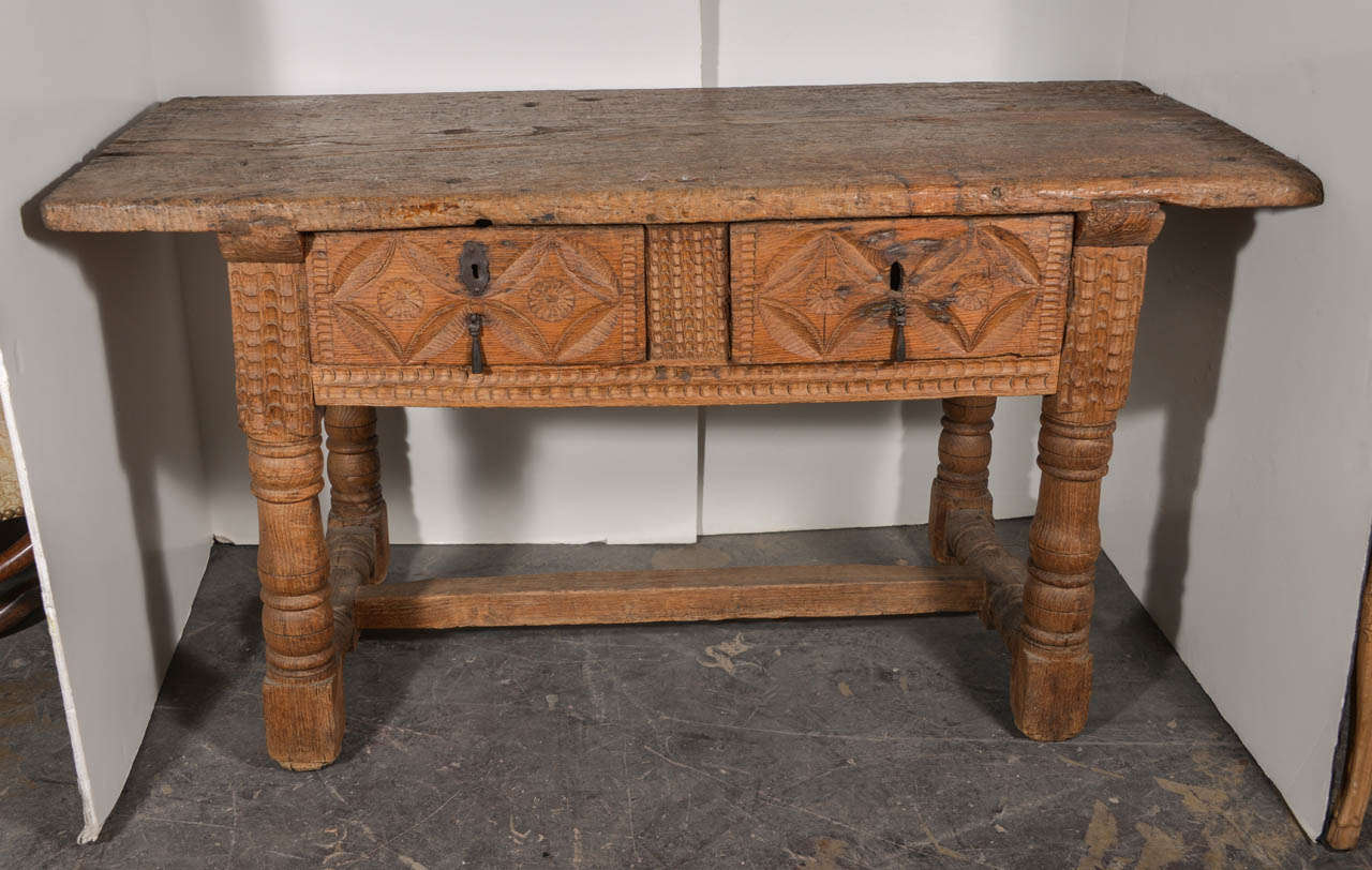 17th century Rustic pine spanish console table at 1stDibs