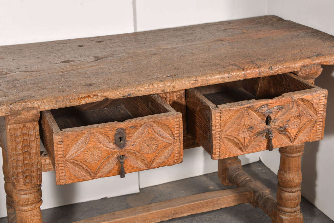 17th century Rustic pine spanish console table at 1stDibs
