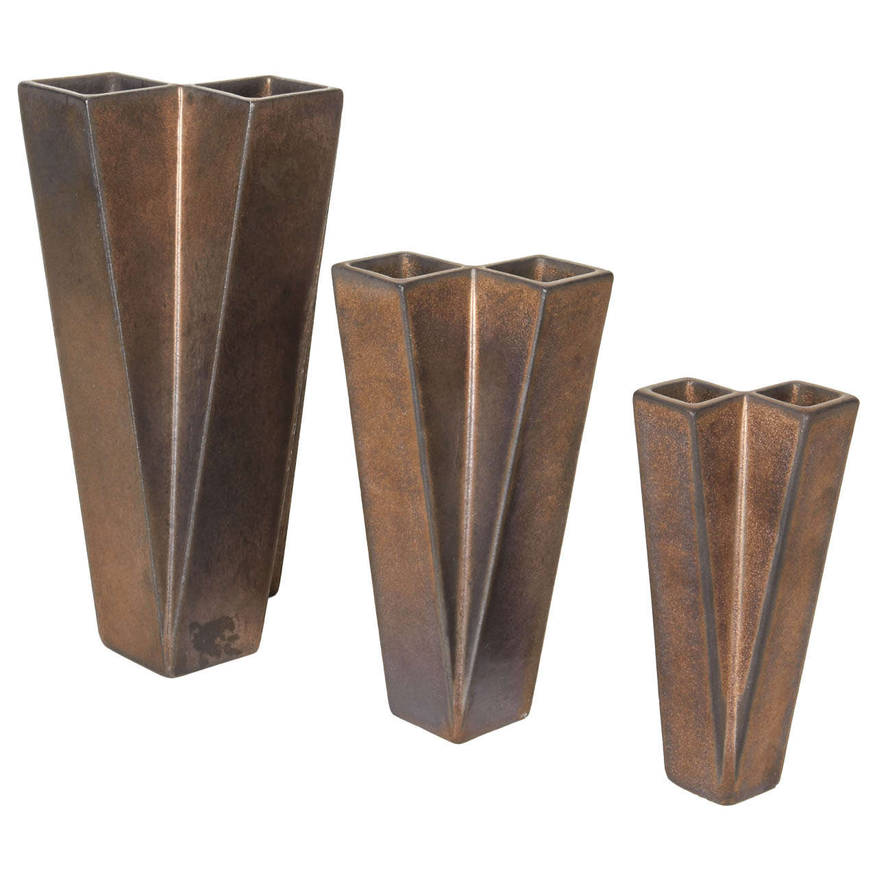 Jan Van Der Vaart, Dutch Avant-Garde Pottery Three Squared Tubular ...