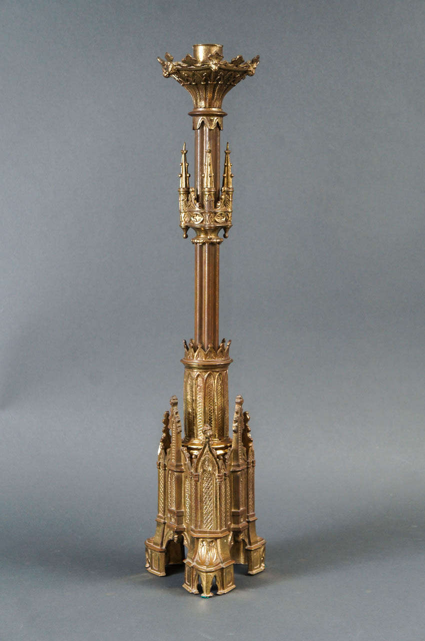 Pair of Gothic Style Candlesticks For Sale at 1stDibs | gothic candle ...
