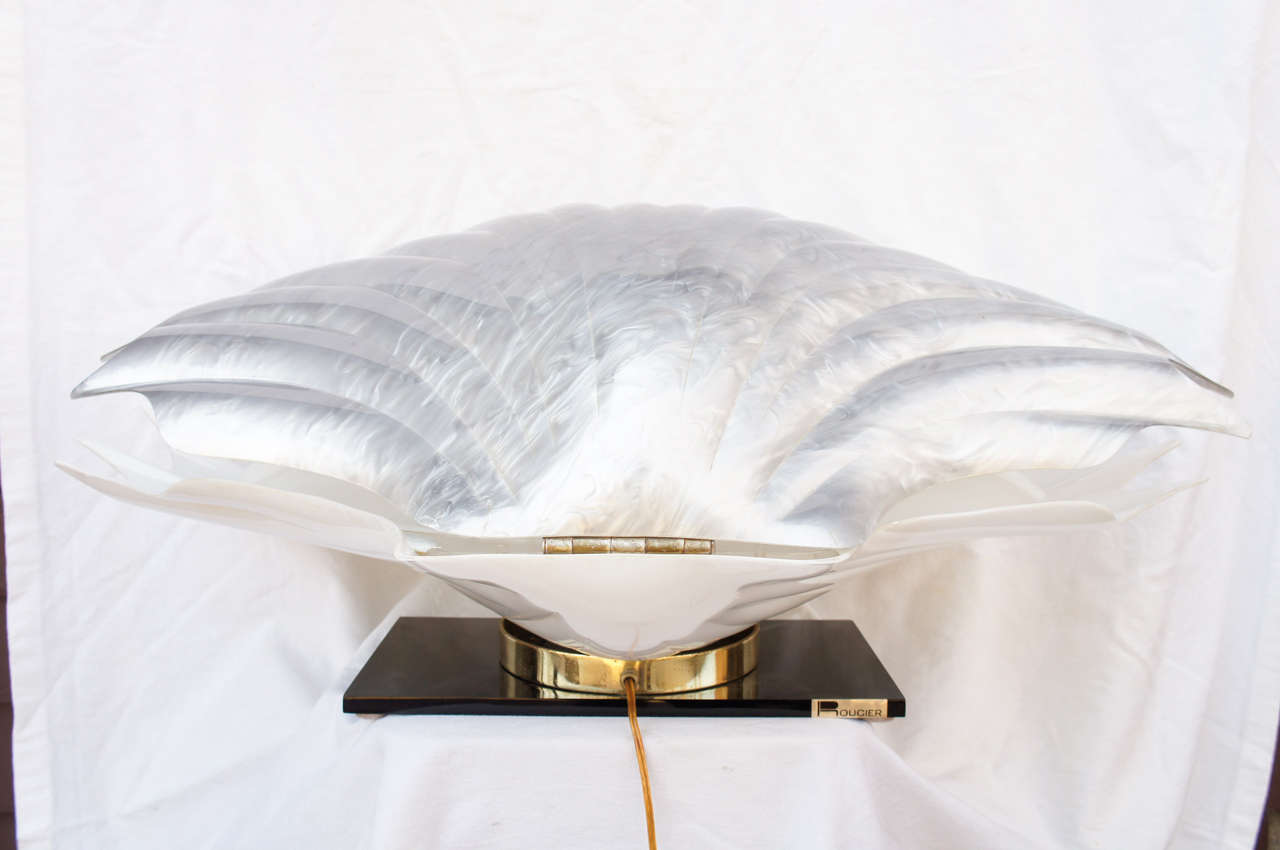 Mid Century 70's lucite Rougier Giant Clam Shell lamp at 1stDibs | clam ...