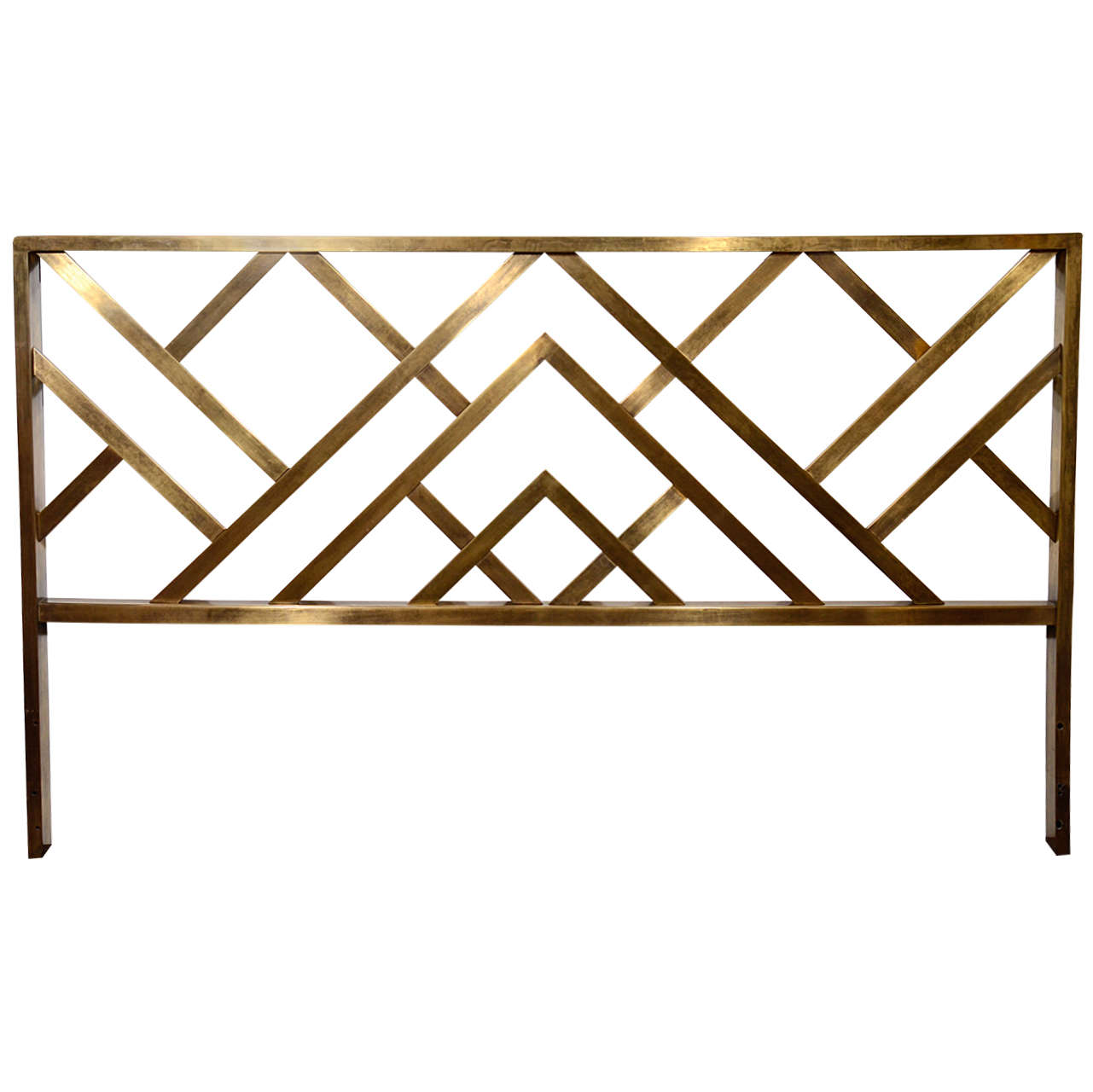 Modernist Dark Brass Headboard with Stylized Fretwork Design at 1stDibs ...