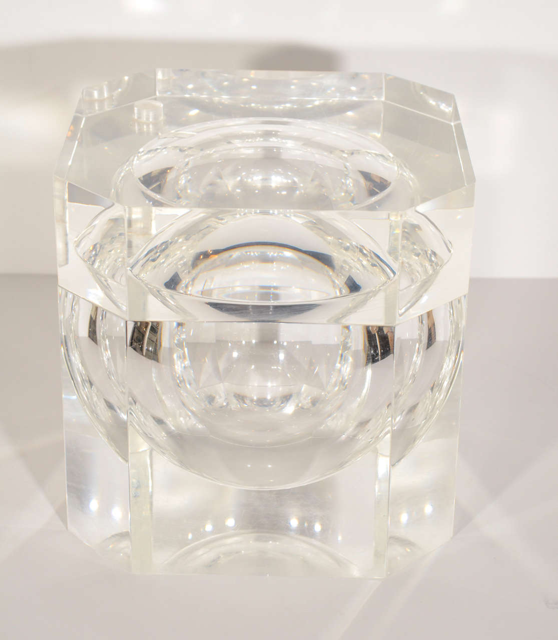 Modernist Lucite Octagonal Ice Bucket in the Manner of Alessandro ...