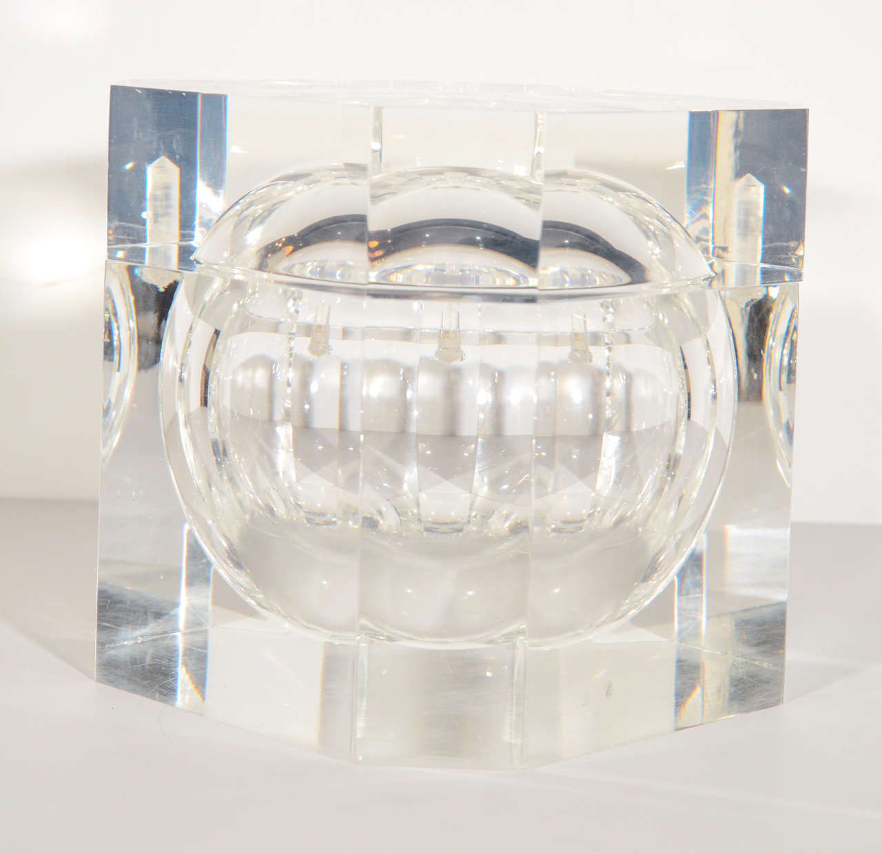 Modernist Lucite Octagonal Ice Bucket in the Manner of Alessandro ...