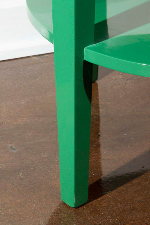 Pair of Classic Round Side Tables in Rich Green Lacquer at 1stDibs