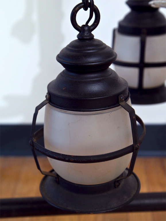 Nautical Chandelier with Lanterns For Sale at 1stDibs