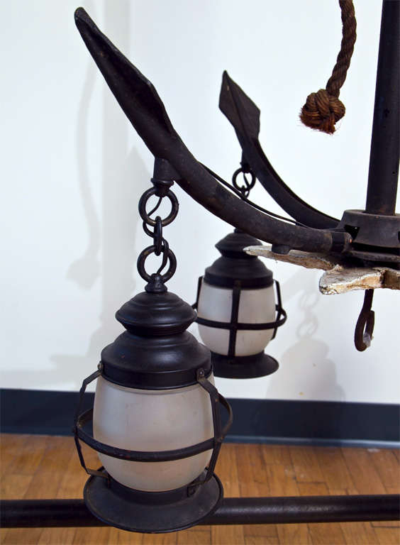 Nautical Chandelier with Lanterns For Sale at 1stDibs