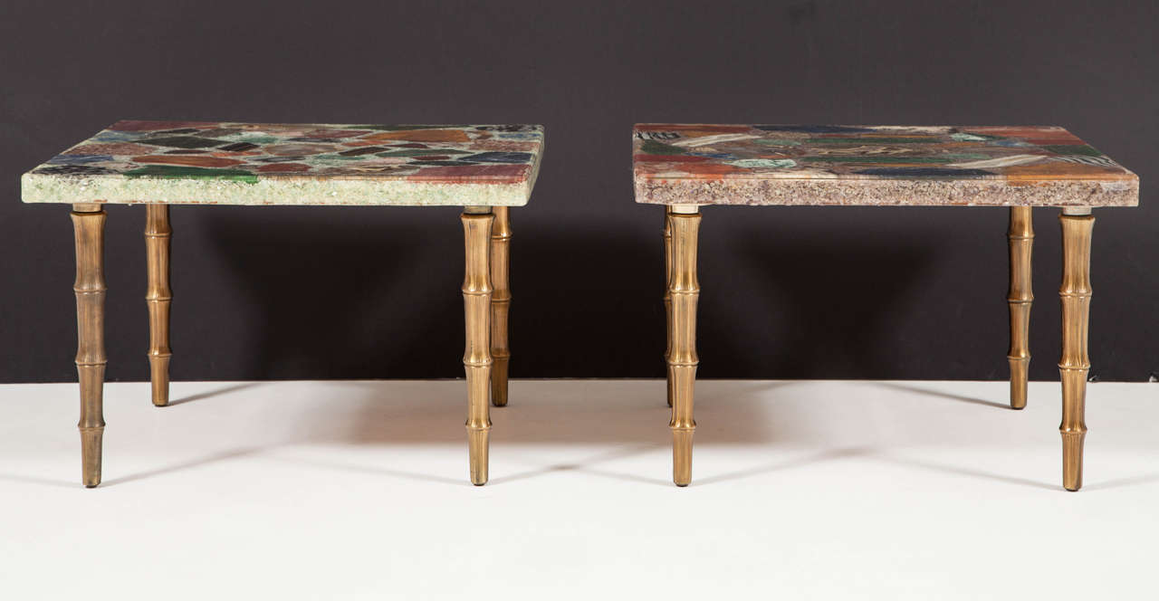 Pair of Semi-Precious Stone Inlay Side Tables at 1stDibs | end tables ...