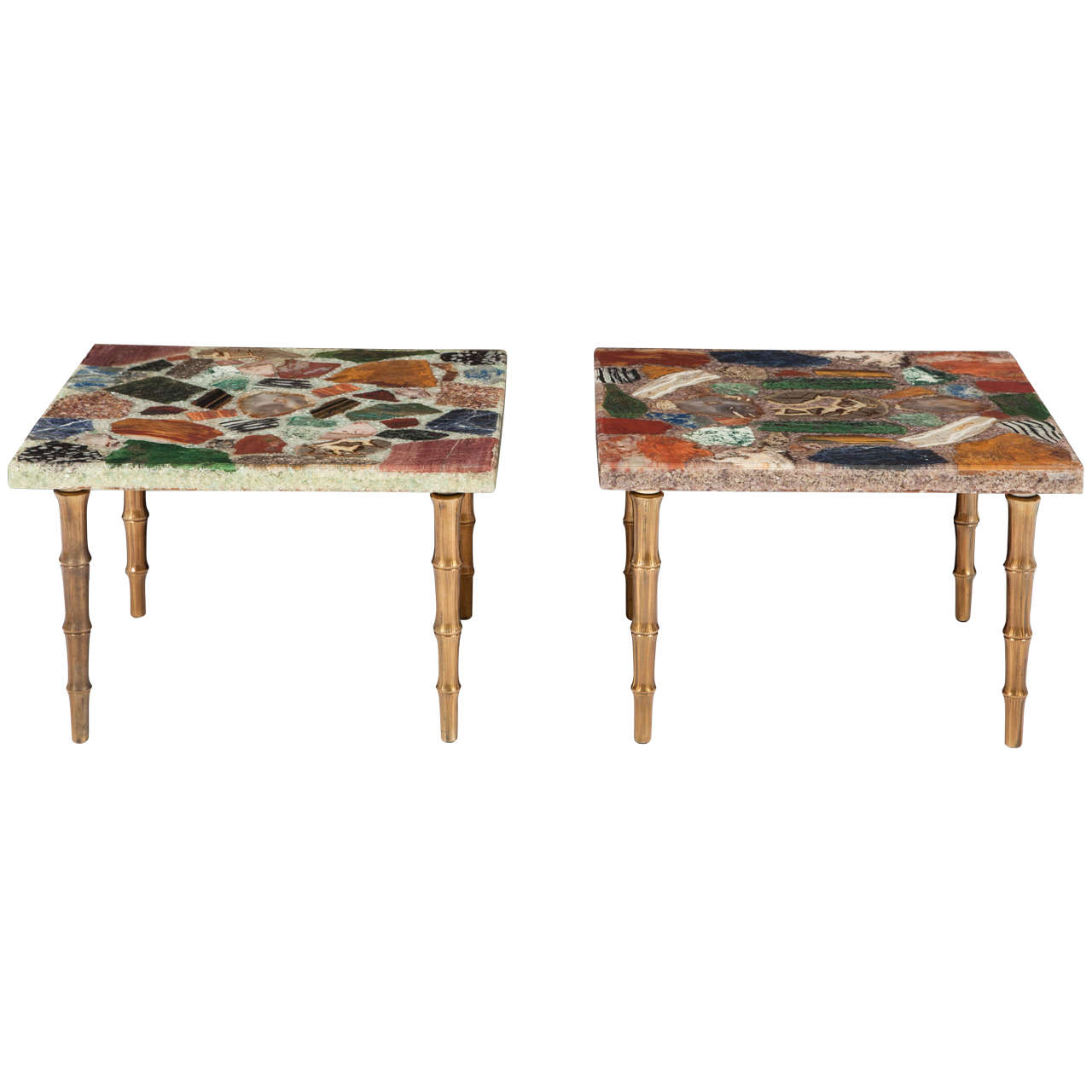 Pair of Semi-Precious Stone Inlay Side Tables at 1stDibs | end tables ...