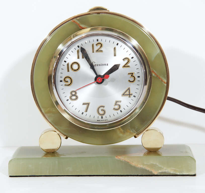 Art Deco Green Onyx Mantle Clock at 1stDibs | green onyx clock