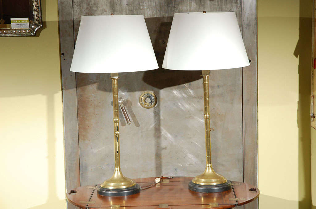 A Pair of Brass Side Ejector Pulpit Stick Lamps,c. 1850 at 1stDibs