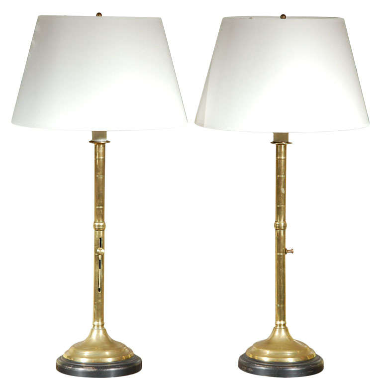 A Pair of Brass Side Ejector Pulpit Stick Lamps,c. 1850 at 1stDibs