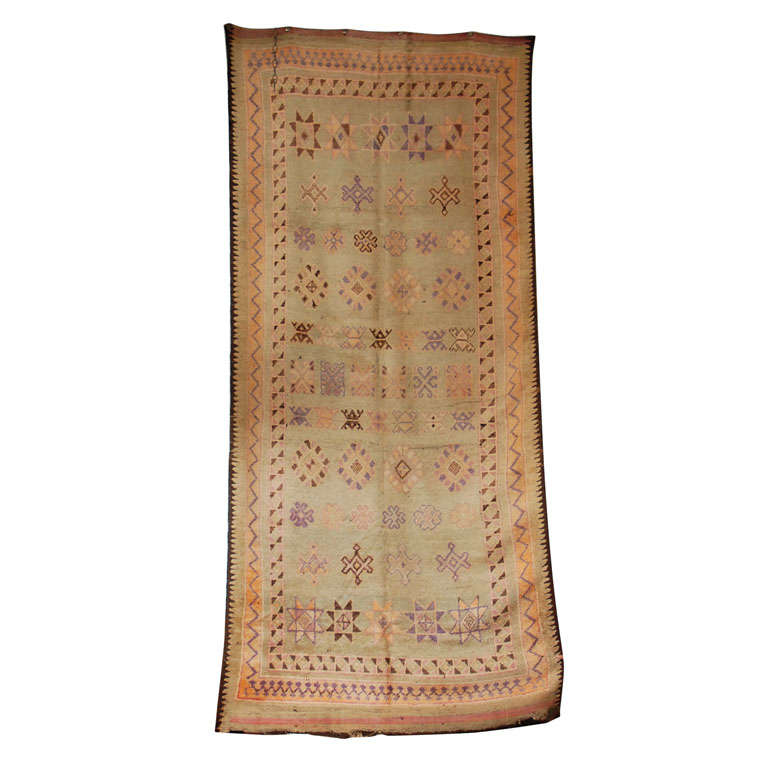 Vintage Berber Moroccan Gallery Rug with MCM Style, Extra-Long Hallway ...