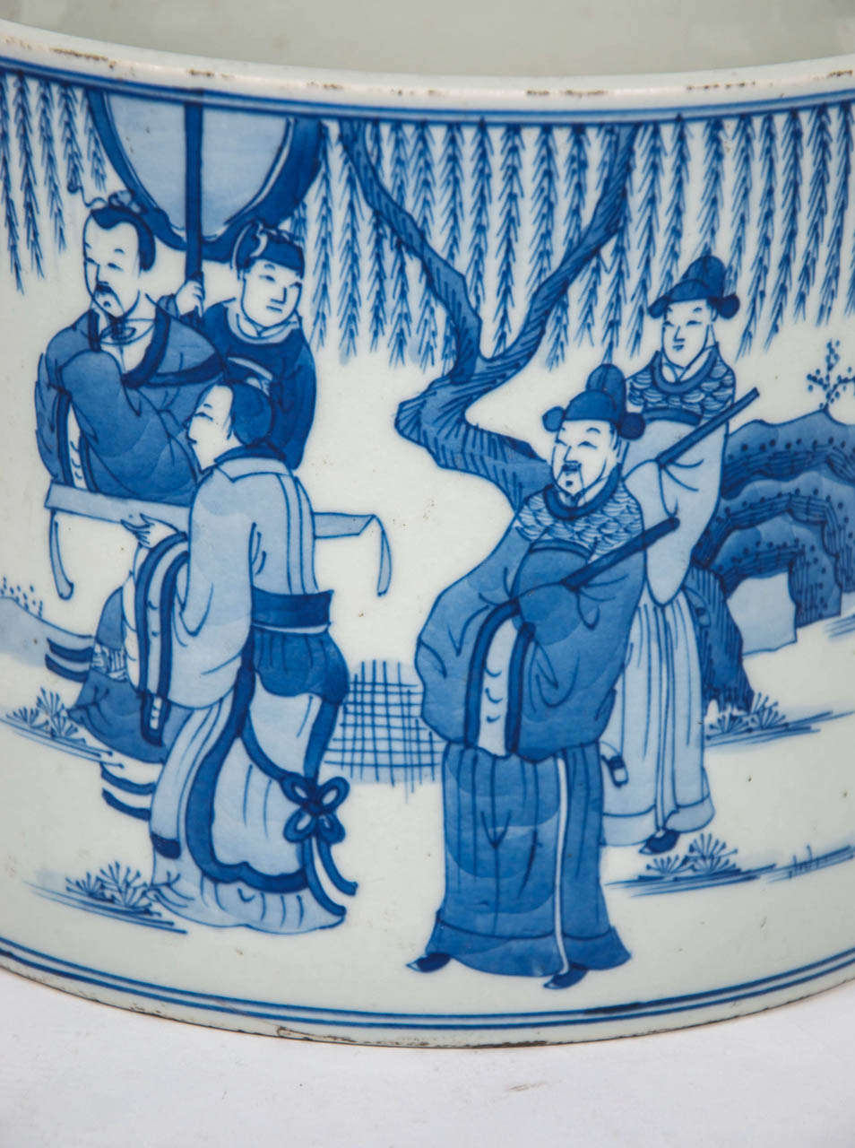 19thC Chinese, Blue and White, BRUSH POT ( BITONG), Porcelain, Kangxi ...