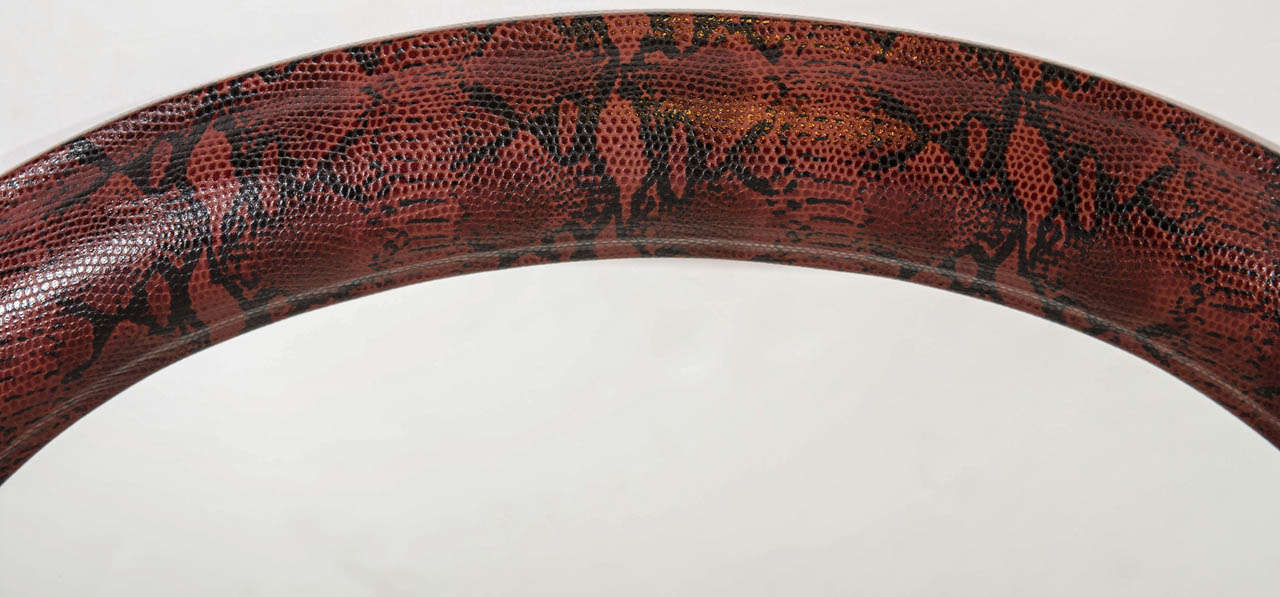 Mid-Century Modern Red Snakeskin Mirror in Embossed Leather at 1stDibs