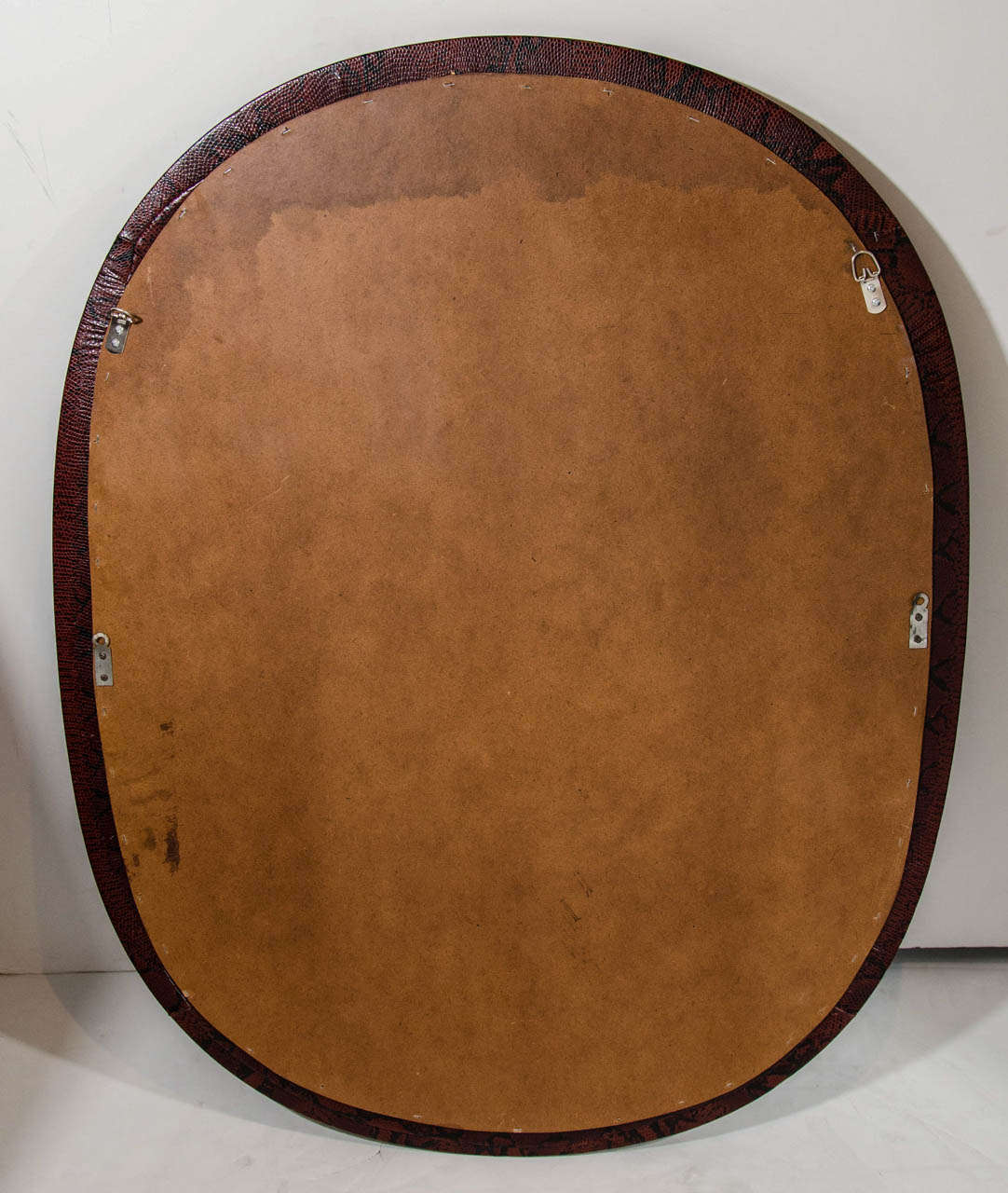 Mid-Century Modern Red Snakeskin Mirror in Embossed Leather at 1stDibs