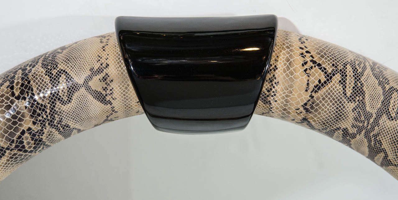 Mid-Century Modern Embossed Leather Snakeskin Mirror at 1stDibs