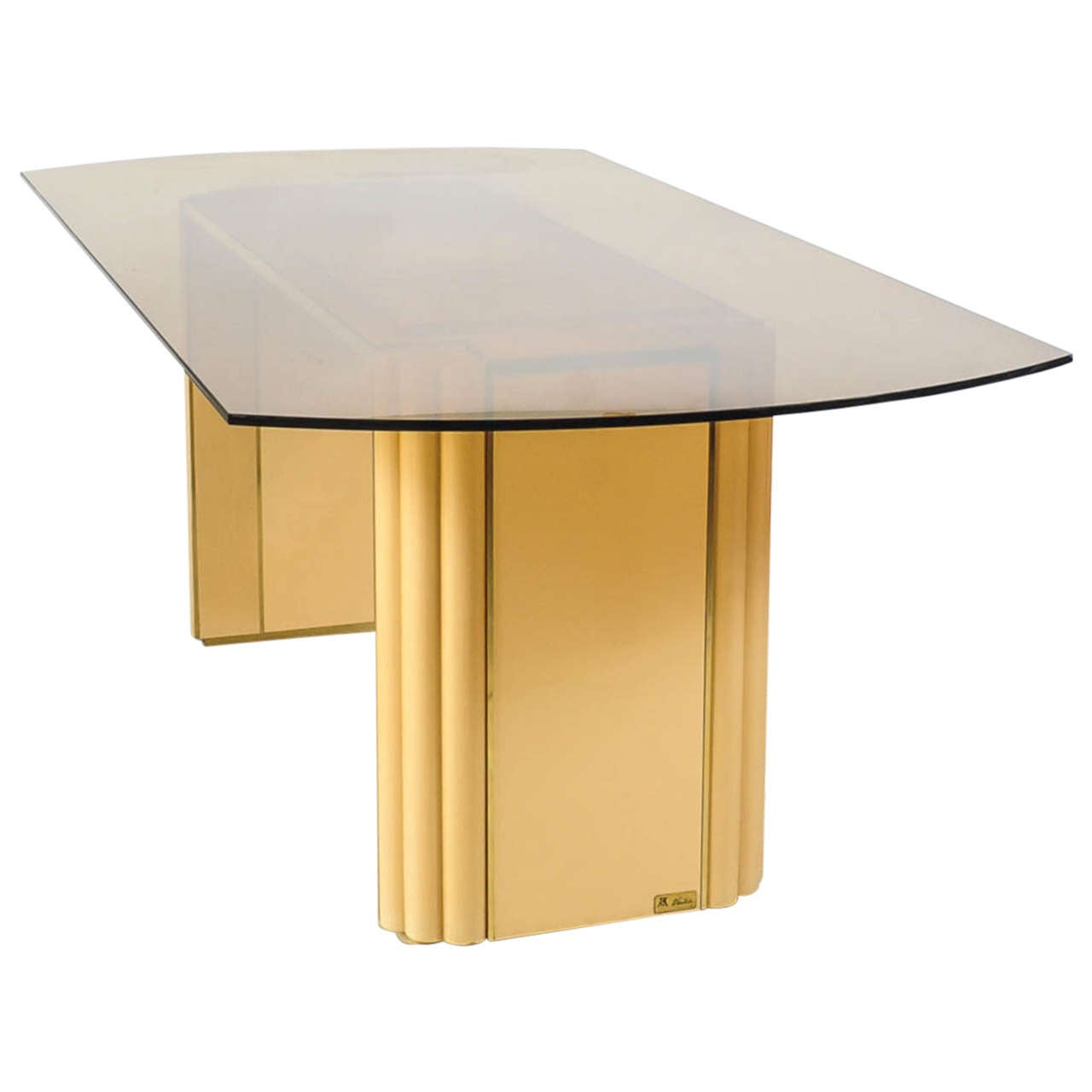 Hollywood Regency Round Dining Table Marble Foot, Plexiglass and Brass ...