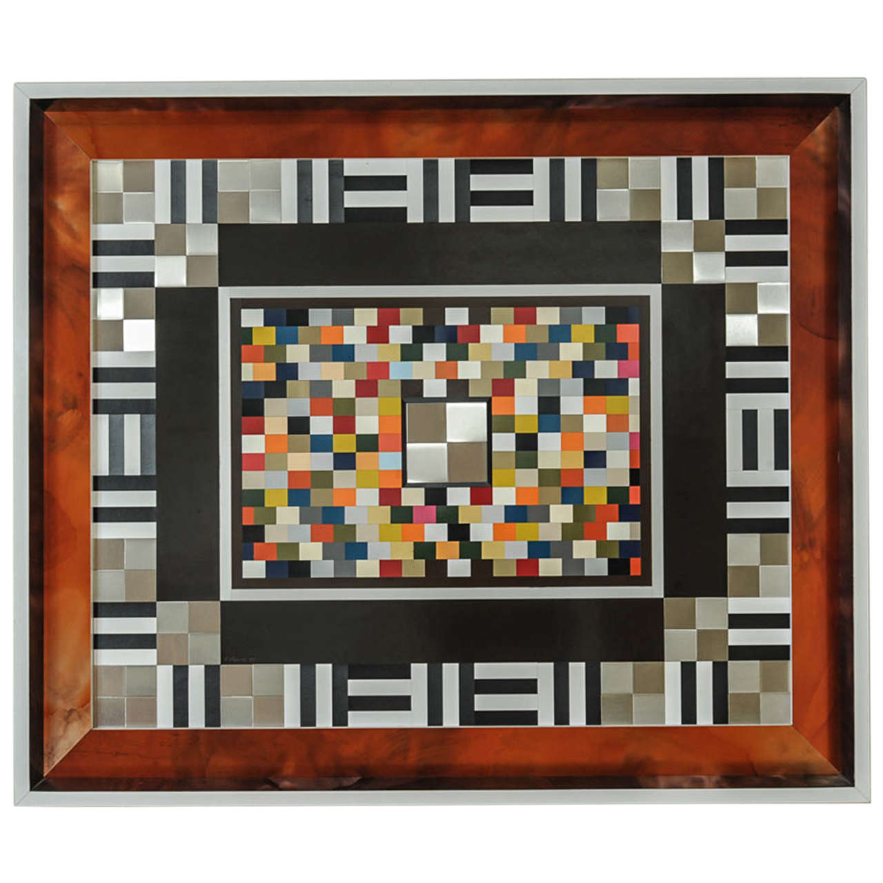 Colorful Enamel Wall Relief Depicting a Fall Bouquet Signed W. Stavlon ...