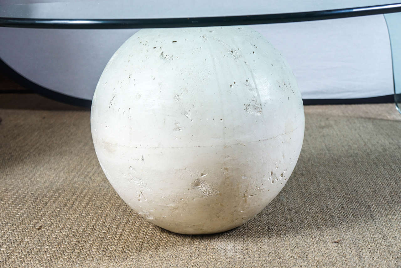 Glass Coffee Table with Plaster Sphere Base at 1stDibs