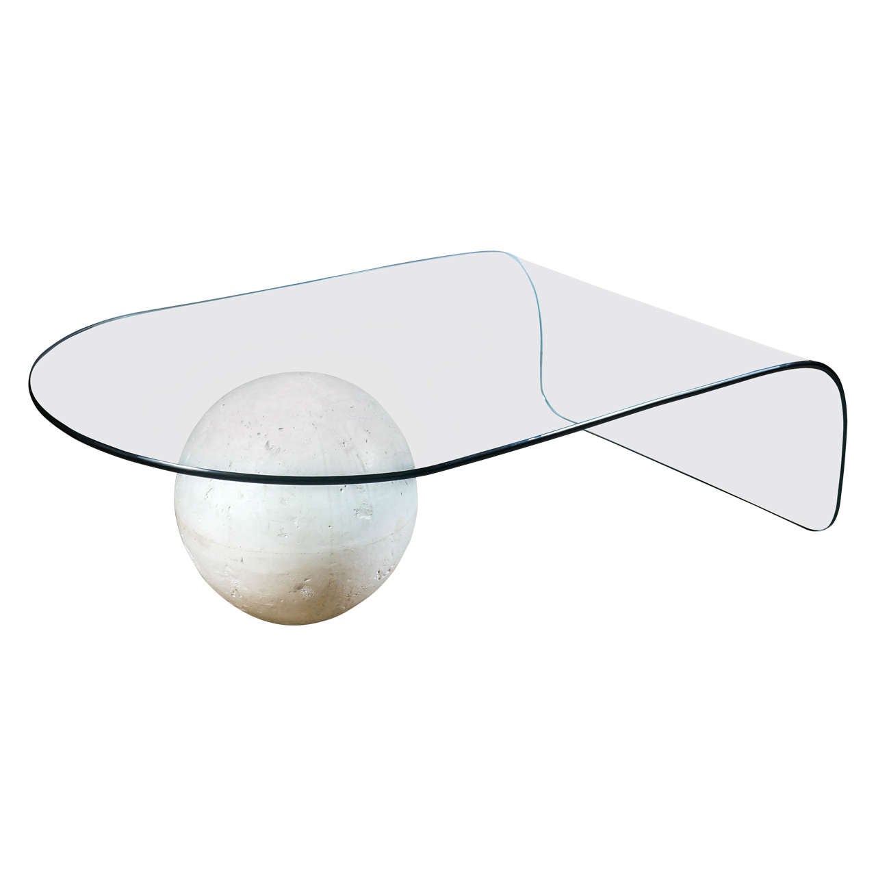 Glass Coffee Table with Plaster Sphere Base at 1stDibs