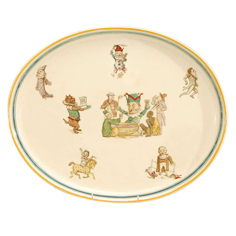 19th Century Wedgwood Creamware "Punch" Decorated Platter or Tray For ...