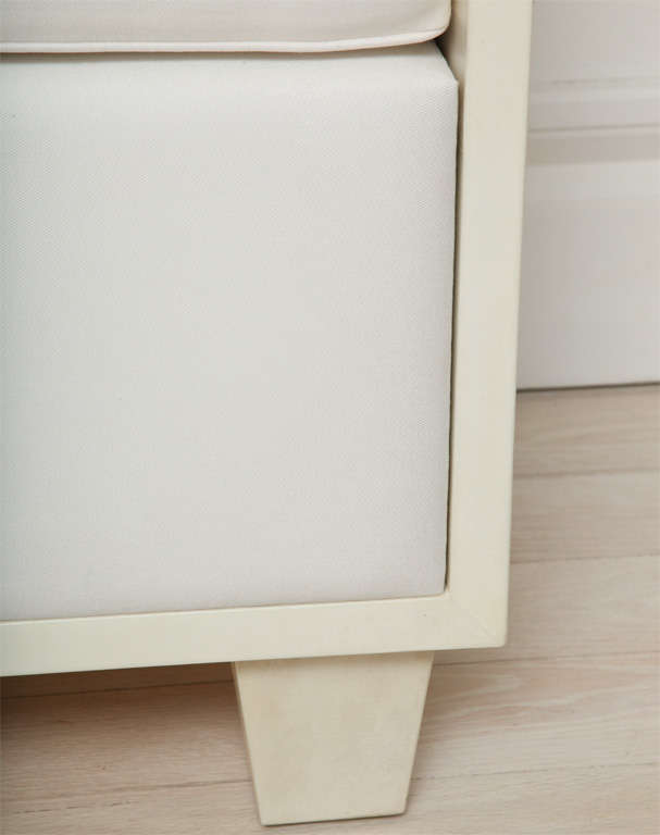 Pair of Parchment Covered U-Form Benches in the Style of Jean-Michel ...