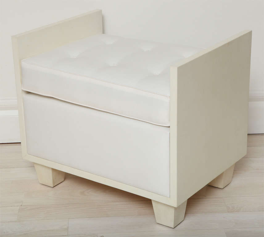 Pair of Parchment Covered U-Form Benches in the Style of Jean-Michel ...