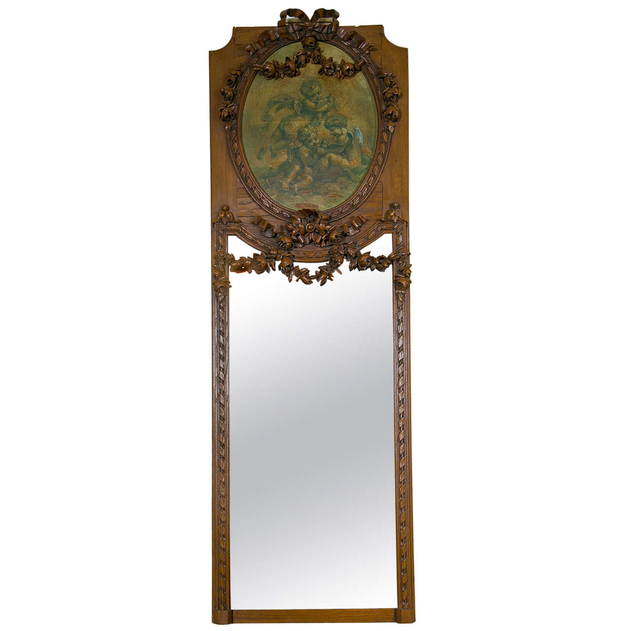 Italian Baroque Mirror Style Carved Giltwood Trumeau Mirror For Sale at ...