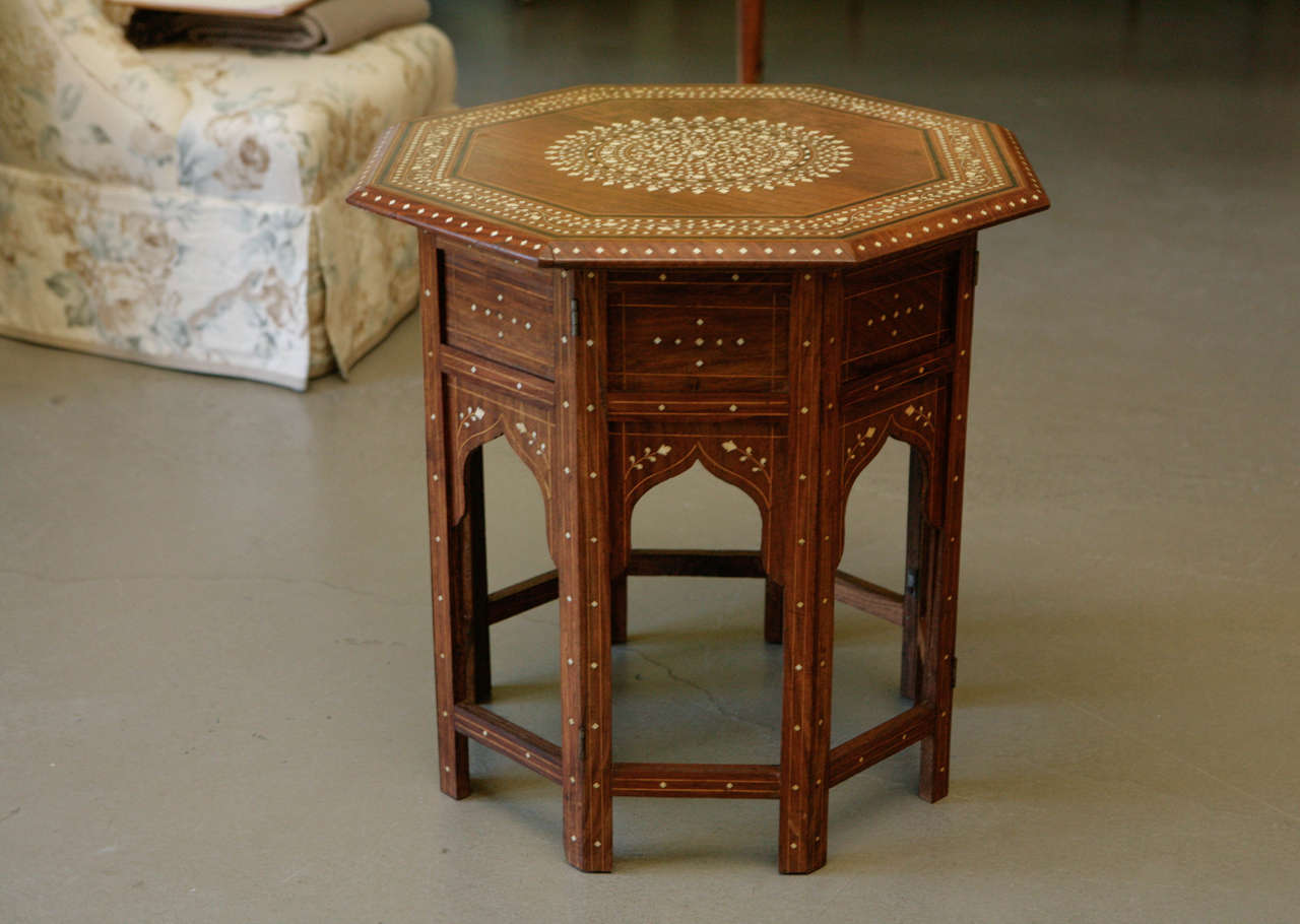 Vintage Bone Inlaid Octagonal Table at 1stDibs