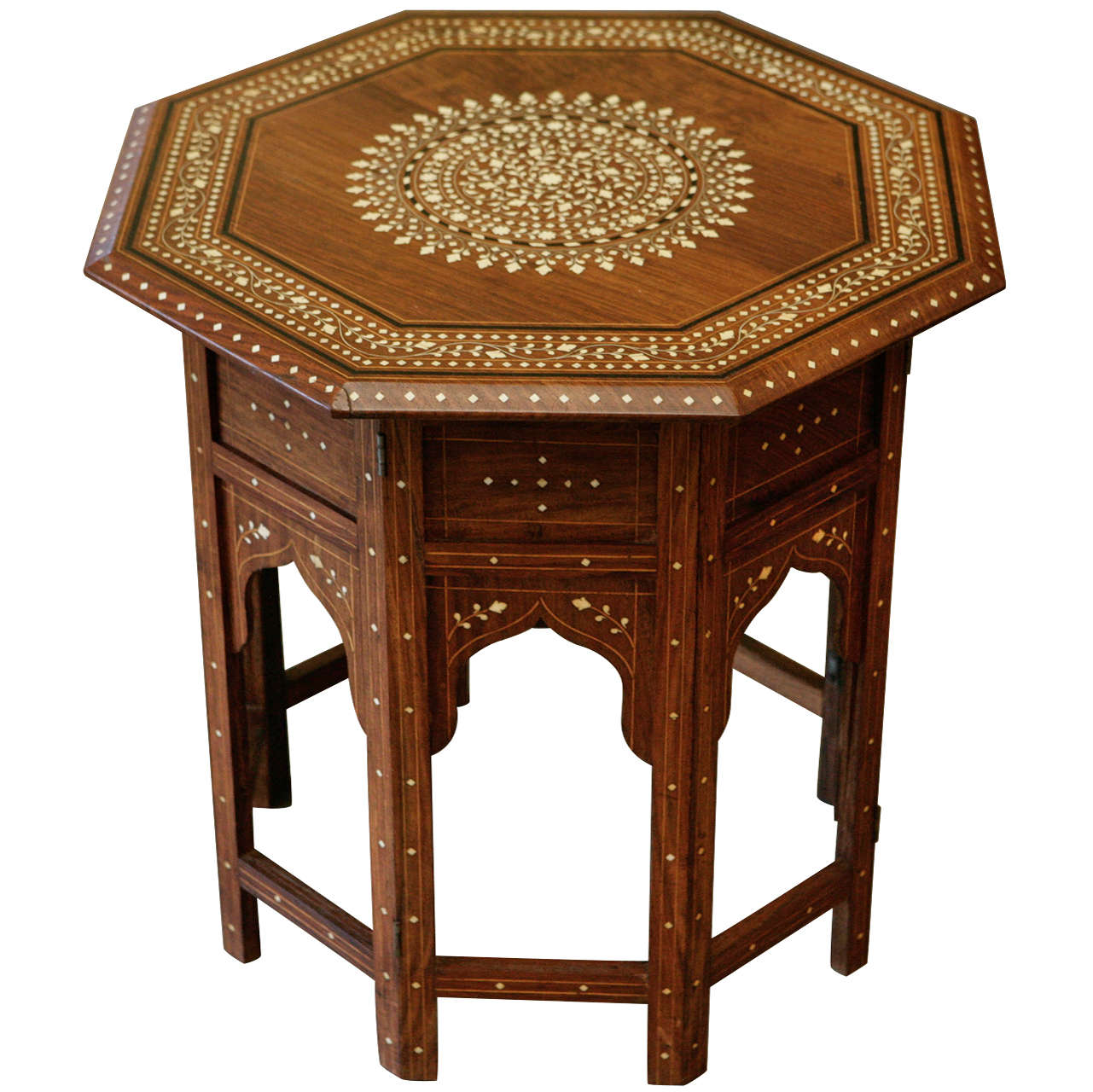 Vintage Bone Inlaid Octagonal Table at 1stDibs