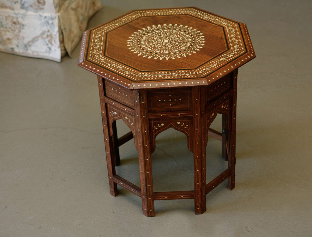Vintage Bone Inlaid Octagonal Table at 1stDibs