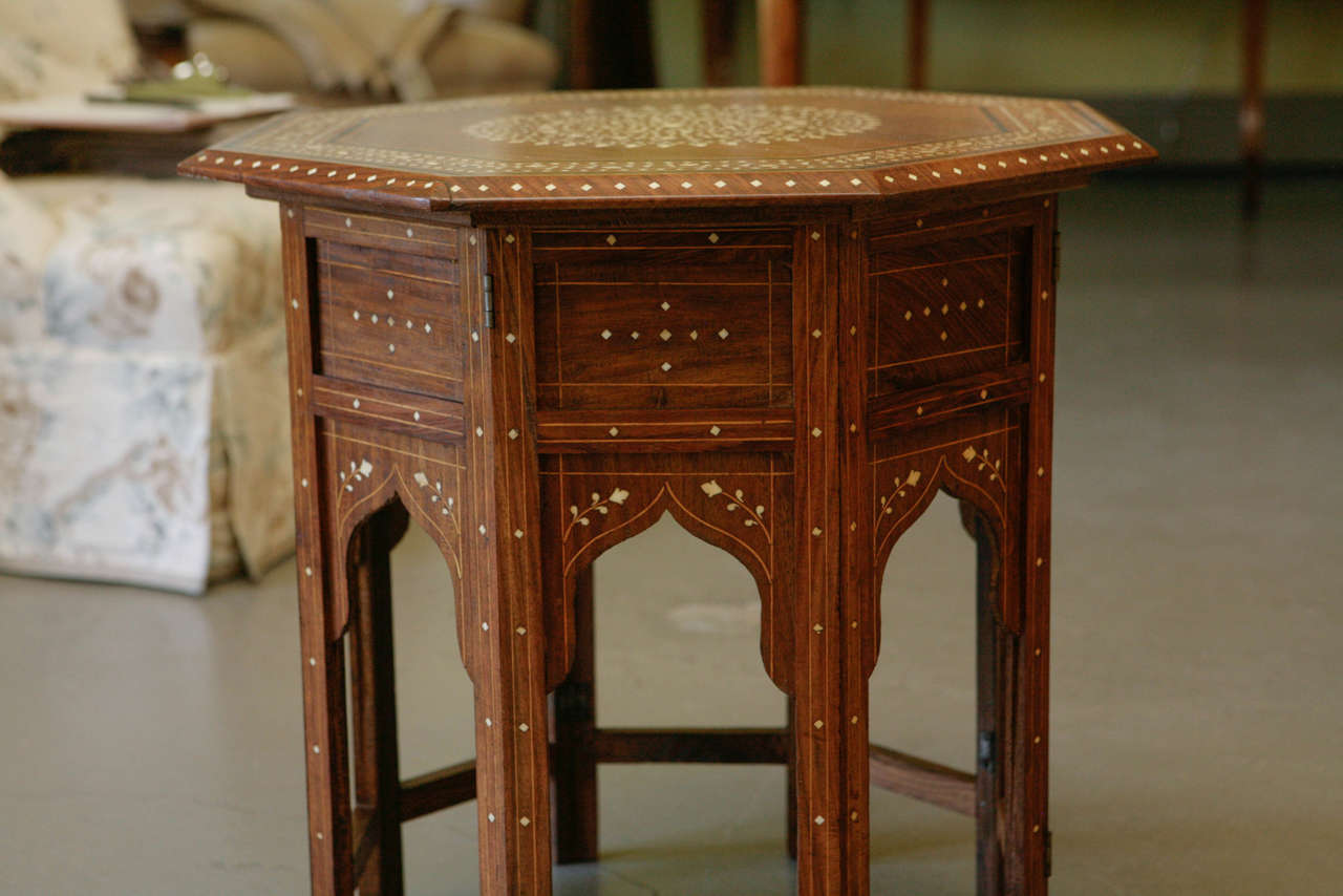 Vintage Bone Inlaid Octagonal Table at 1stDibs