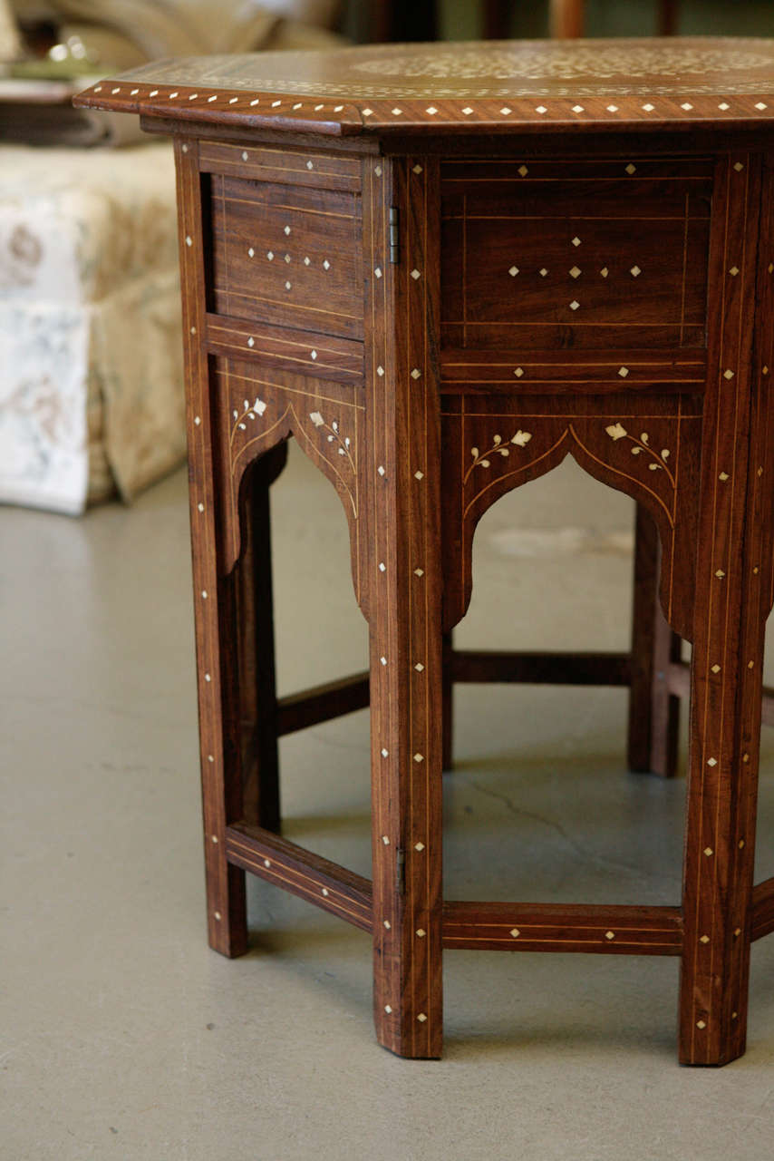 Vintage Bone Inlaid Octagonal Table at 1stDibs