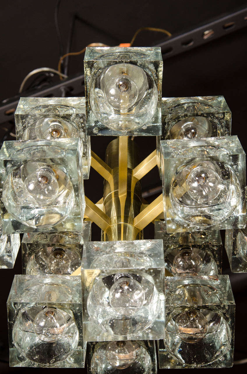 Mid-Century Modernist Chandelier by Sciolari with Glass Cubes at 1stDibs