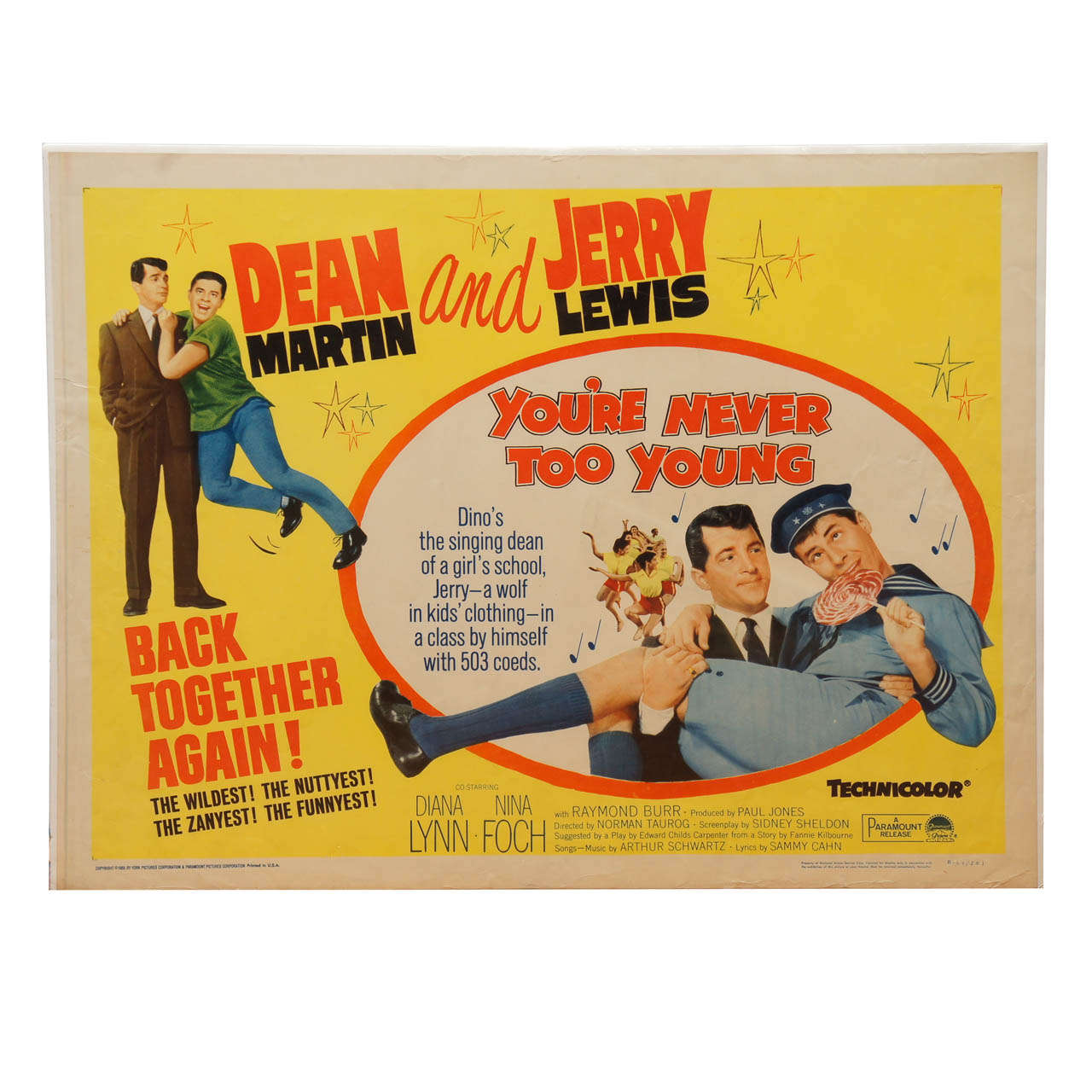 Dean Martin and Jerry Lewis, 1955 Movie Poster for "You're Never Too ...