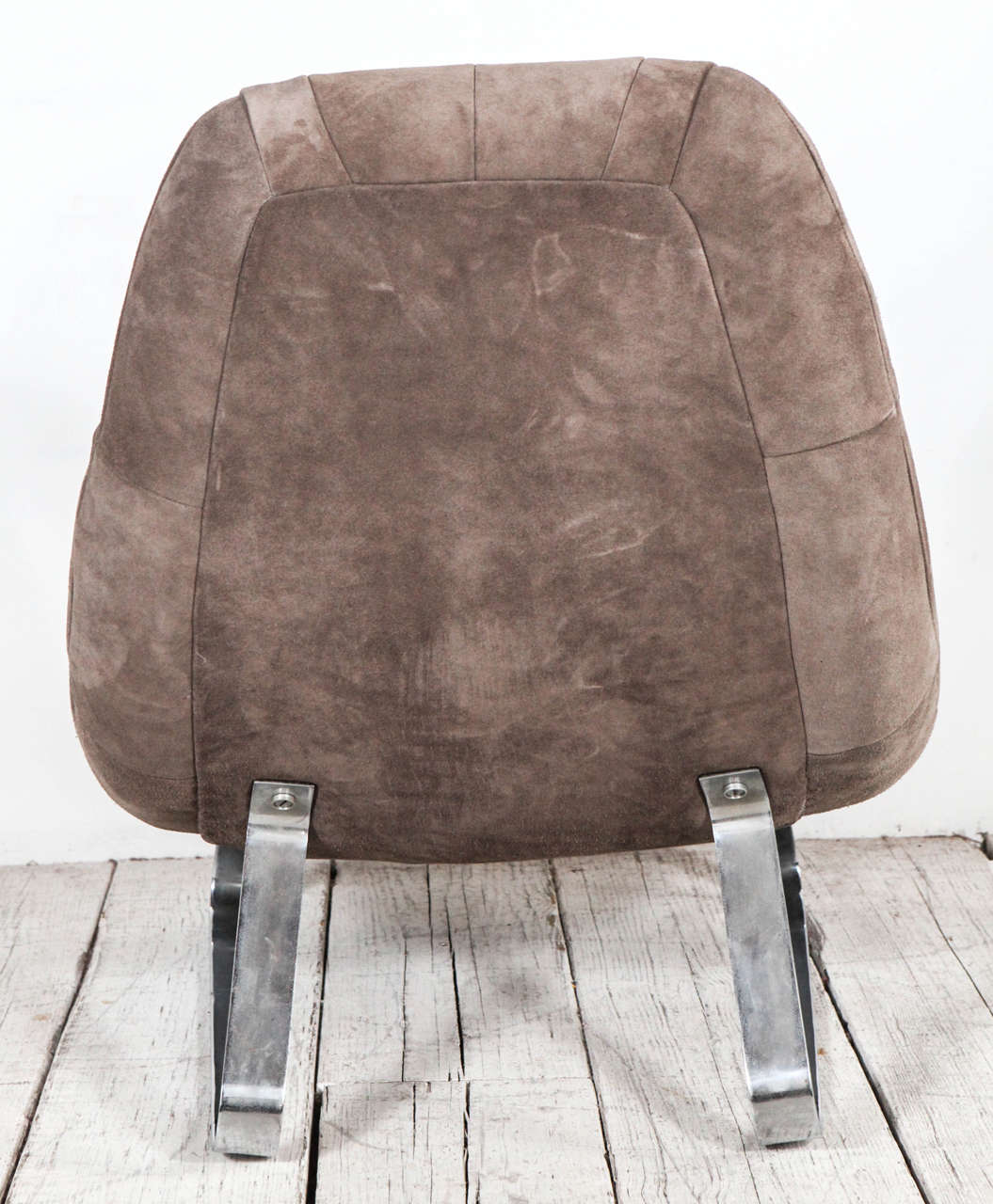 Grey Brown Suede Scoop Earth Chair and Ottoman by Percival Lafer at 1stDibs