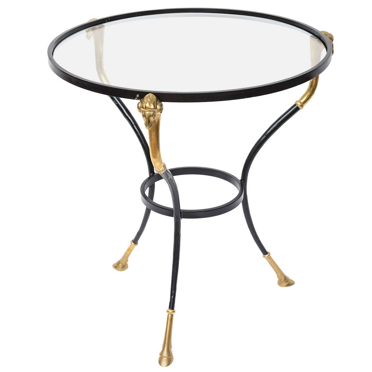 Italian Regency Glass Top Table with Brass Detail For Sale at 1stDibs