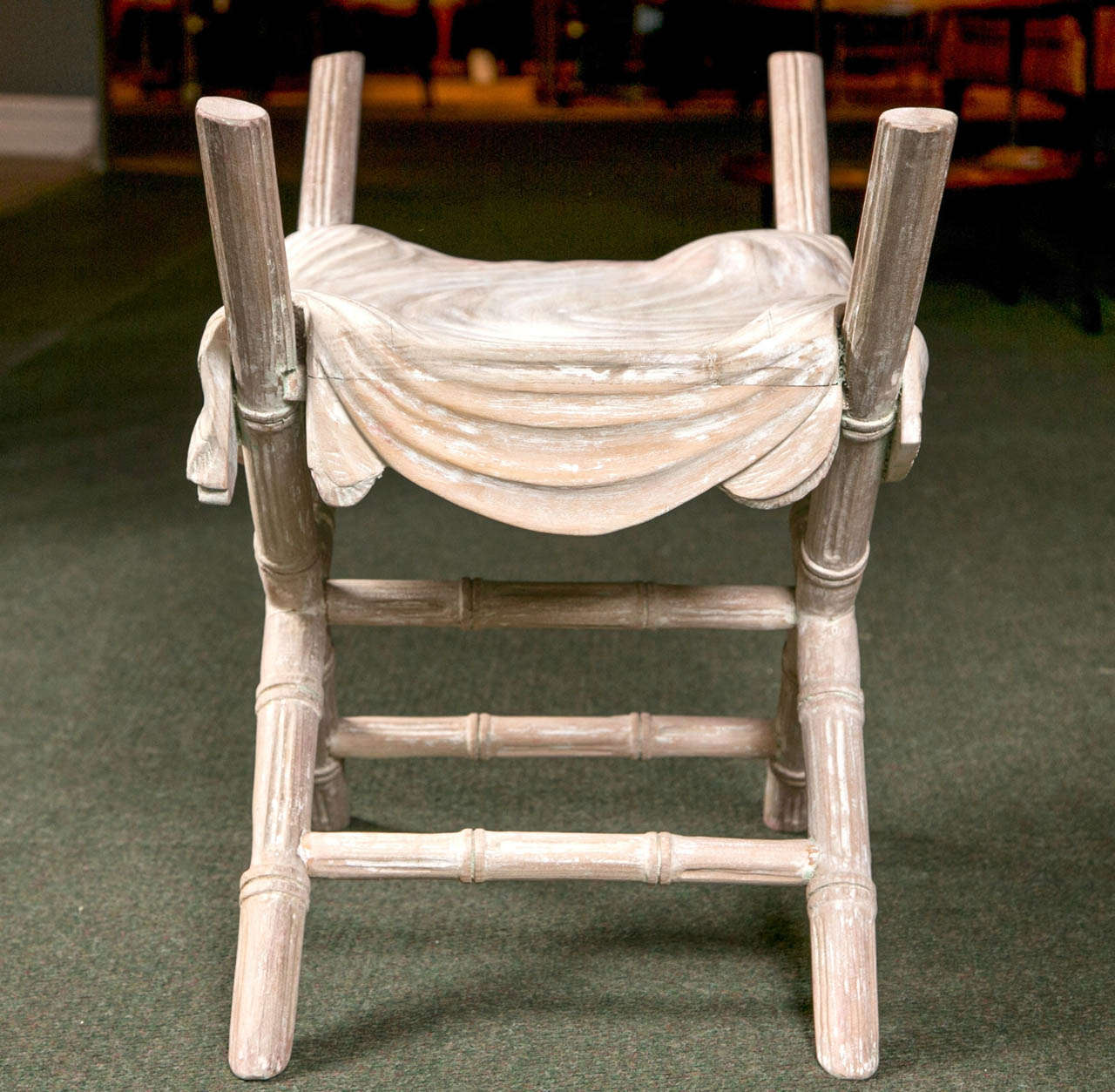 Faux Bamboo Carved Stool For Sale at 1stDibs