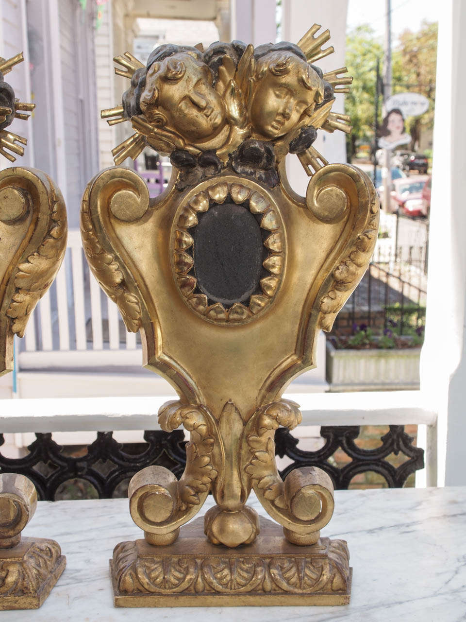 Pair of Italian Gilt Wood Reliquary with Putti Head Decoration For Sale ...