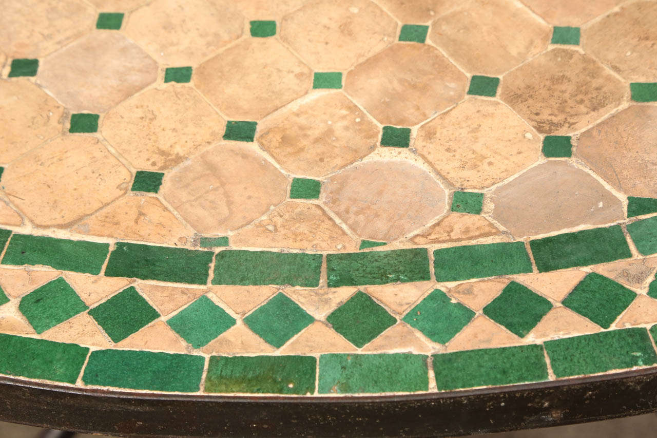 Moroccan Round Dining Mosaic Green Tile Table at 1stDibs | mosaic round ...